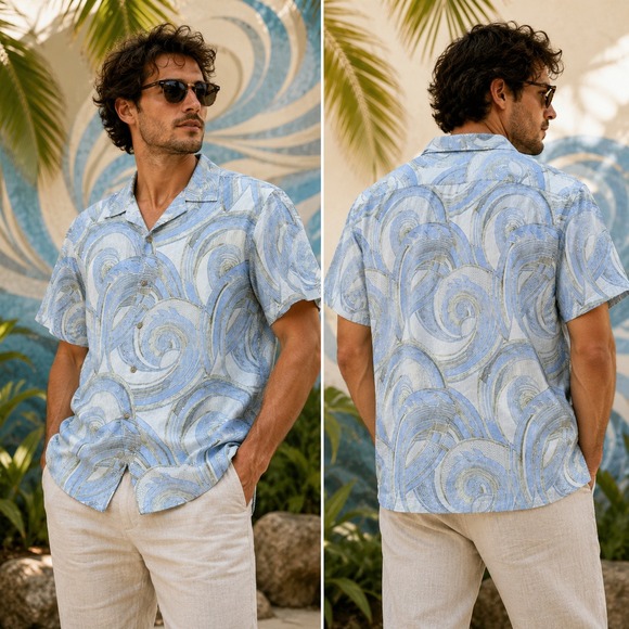 Tommy Bahama | Shirts | Tommy Bahama Shirt Men Xxl Blue Wave Swirl Silk ...